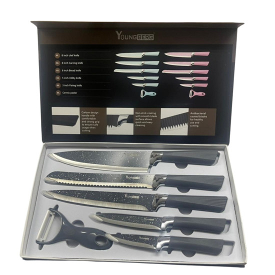 Knife Set 6 Piece - TGS-049-21 - Slate Grey